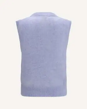 GANNI Brushed Alpaca Vest - Light Blue