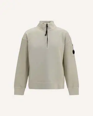 C.P. COMPANY Brushed And Sueded Diagonal-weave Cotton Fleece Sweatshirt - Cream