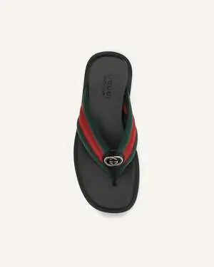 Gucci Maverik Gg Interlocking Flip-flop Sandals - Black