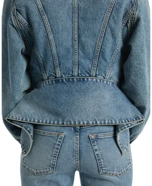 Balmain Faded Denim Peplum Jacket