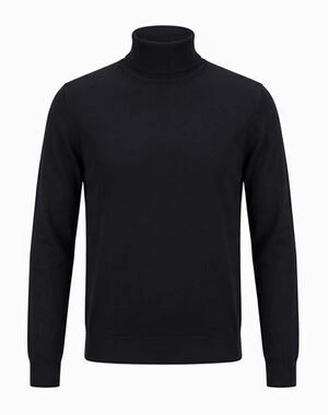 Alpha Studio The Fine Essentials Turtleneck Midnight Size Wool - Blue