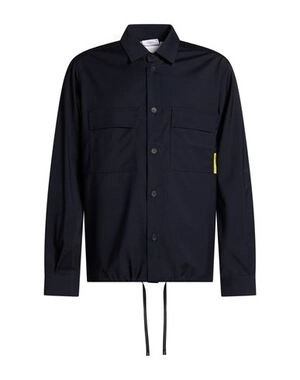SPIEWAK Man Shirt Black Size L Polyester, Wool, Elastane Blue