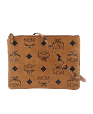 Mcm Aren Monogram-pattern Zipped Crossbody Bag - Brown