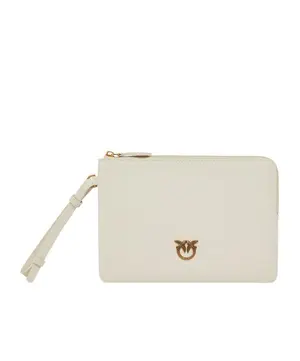 Pinko Bird Logo Plaque Wrist Clutch Bag - White