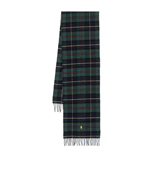 Polo Ralph Lauren Tartan Fringed Edge Scarf - Black
