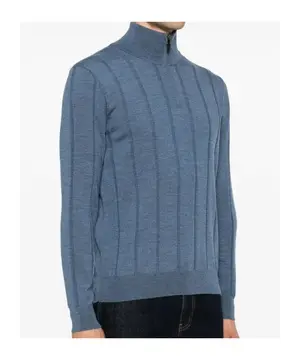 Canali Ribbed Quarter-zip Sweater