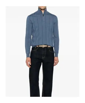 Canali Ribbed Quarter-zip Sweater