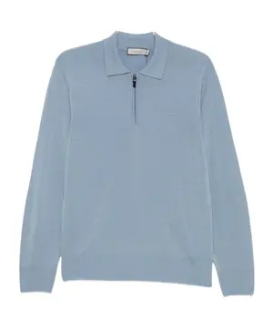 Canali Quarter-zip Polo Shirt - Blue