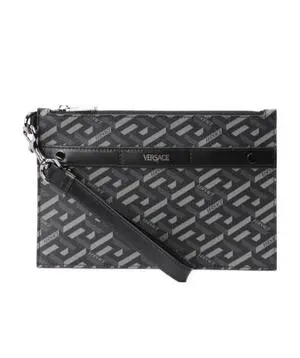 Versace Monogram-pattern Clutch Bag - Black
