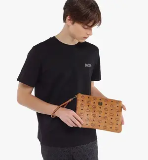 Mcm Visetos Logo Clutch Bag