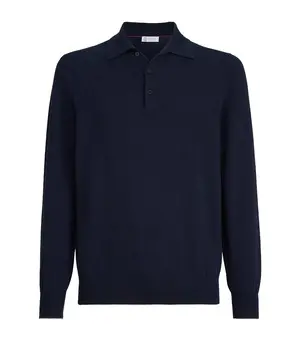 Brunello Cucinelli Cashmere Polo Sweater - Blue