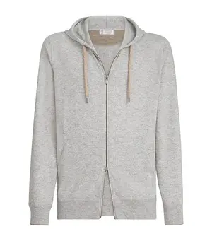 Brunello Cucinelli Cashmere Hooded Cardigan - Grey