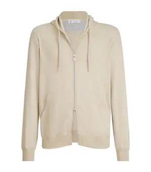 Brunello Cucinelli Cashmere Hooded Cardigan - Beige