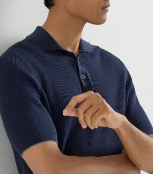 Brunello Cucinelli Cotton Rib-knit Polo Shirt