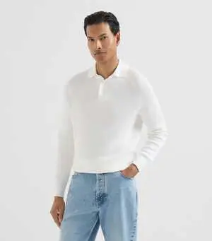 Brunello Cucinelli Cotton Rib-knit Polo Sweater