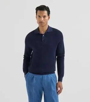 Brunello Cucinelli Cotton Rib-knit Polo Sweater