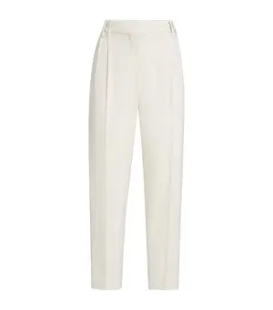 Brunello Cucinelli Comfort Viscose Couture Twill Slouchy Trousers - White