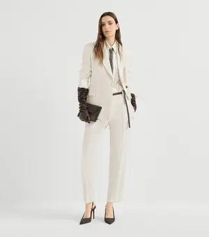 Brunello Cucinelli Comfort Viscose Couture Twill Slouchy Trousers - White