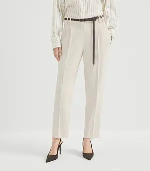 Brunello Cucinelli Comfort Viscose Couture Twill Slouchy Trousers - White