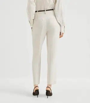Brunello Cucinelli Comfort Viscose Couture Twill Slouchy Trousers - White
