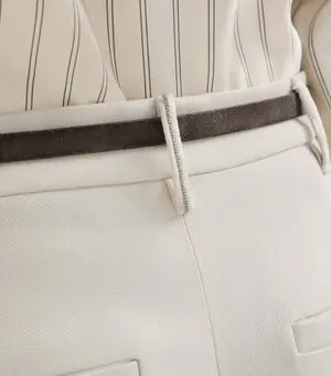 Brunello Cucinelli Comfort Viscose Couture Twill Slouchy Trousers - White