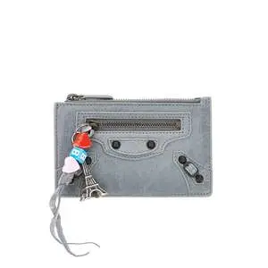 Balenciaga Le City' Leather Cardholder Pouch - Grey