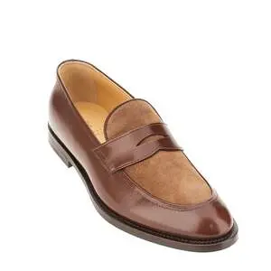Brunello Cucinelli Smooth And Suede Leather Penny Loafers