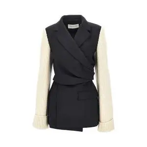 Dries Van Noten Wool Blazer With Knitted Sleeves