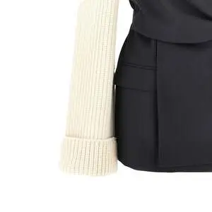 Dries Van Noten Wool Blazer With Knitted Sleeves