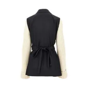 Dries Van Noten Wool Blazer With Knitted Sleeves