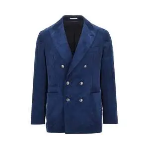 Brunello Cucinelli Corduroy Double-breasted Jacket - Blue