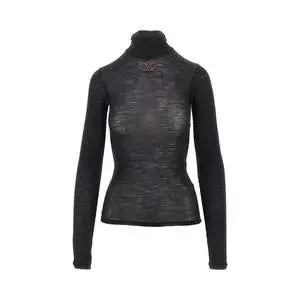 Versace Ribbed Wool Turtleneck Top