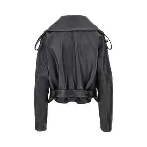 7 For All Mankind Leather Double-breasted Jacket With Self-tie Belt