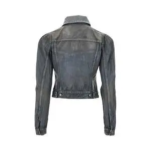7 For All Mankind Waxed Denim Puff Sleeve Jacket