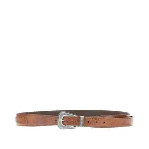 Brunello Cucinelli Engraved Buckle Leather Belt