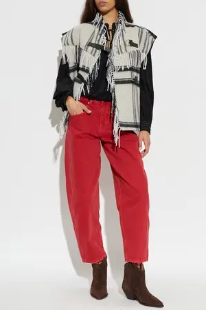 MARANT ETOILE Wool Vest With Fringe And Leather Straps