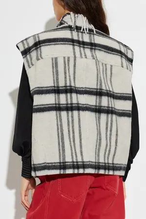 MARANT ETOILE Wool Vest With Fringe And Leather Straps
