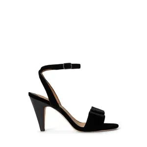 Ralph Lauren Gracy Bow-trim Velvet Sandal - Black