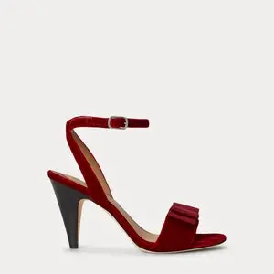 Ralph Lauren Gracy Bow-trim Velvet Sandal Ralph Red