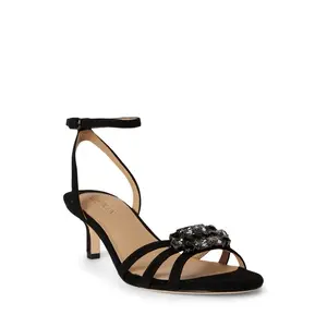 Ralph Lauren Kendyl Kitten-heel Jeweled Suede Sandal