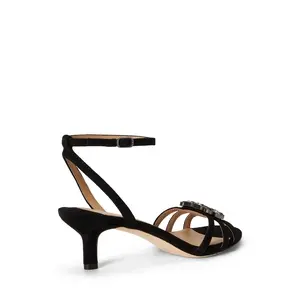 Ralph Lauren Kendyl Kitten-heel Jeweled Suede Sandal