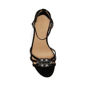 Ralph Lauren Kendyl Kitten-heel Jeweled Suede Sandal