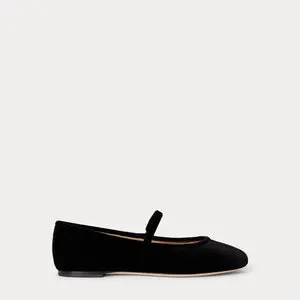 Ralph Lauren Jayna Velvet Mary Jane Flat - Black