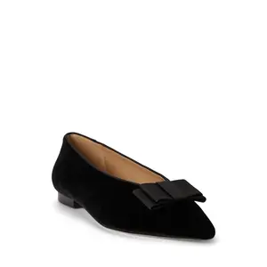 Ralph Lauren Audri Bow-trim Velvet Ballet Flat