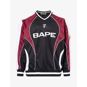 A BATHING APE Soccer Logo Warm Up Long-sleeve Mesh T-shirt - Black