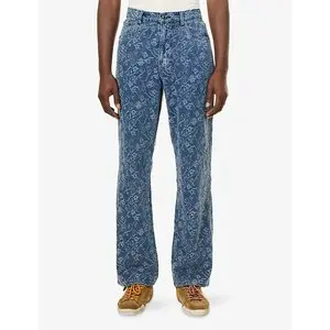 HONOR THE GIFT Denim-panel Flare Cotton-jersey Jogging Bottoms