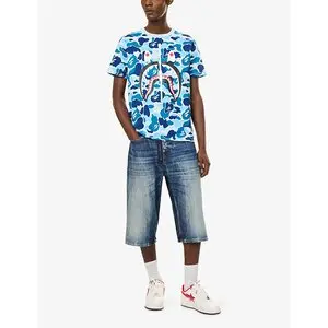 A BATHING APE Abc Camo Shark Graphic Cotton-jersey T-shirt Xxl - Blue