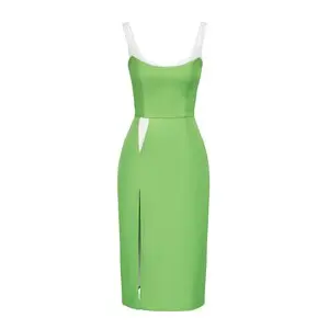 POST MERIDIEM Slit Lace Insert Midi Dress