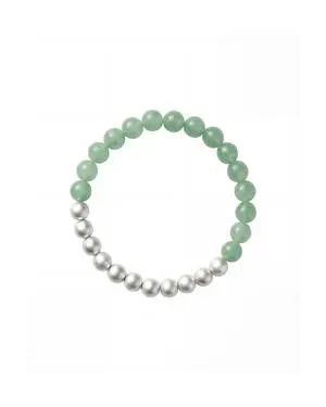 SEREE Duo Silver & Jade- Aventurine Beaded Bracelet