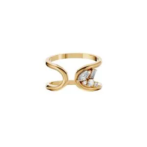 AYA FINE JEWELRY Vespera Open Cuff Ring In Gold With Diamonds - Yellow